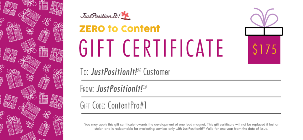 ZERO to Content Quick-start Toolkit (FREE) - JustPositionIt!